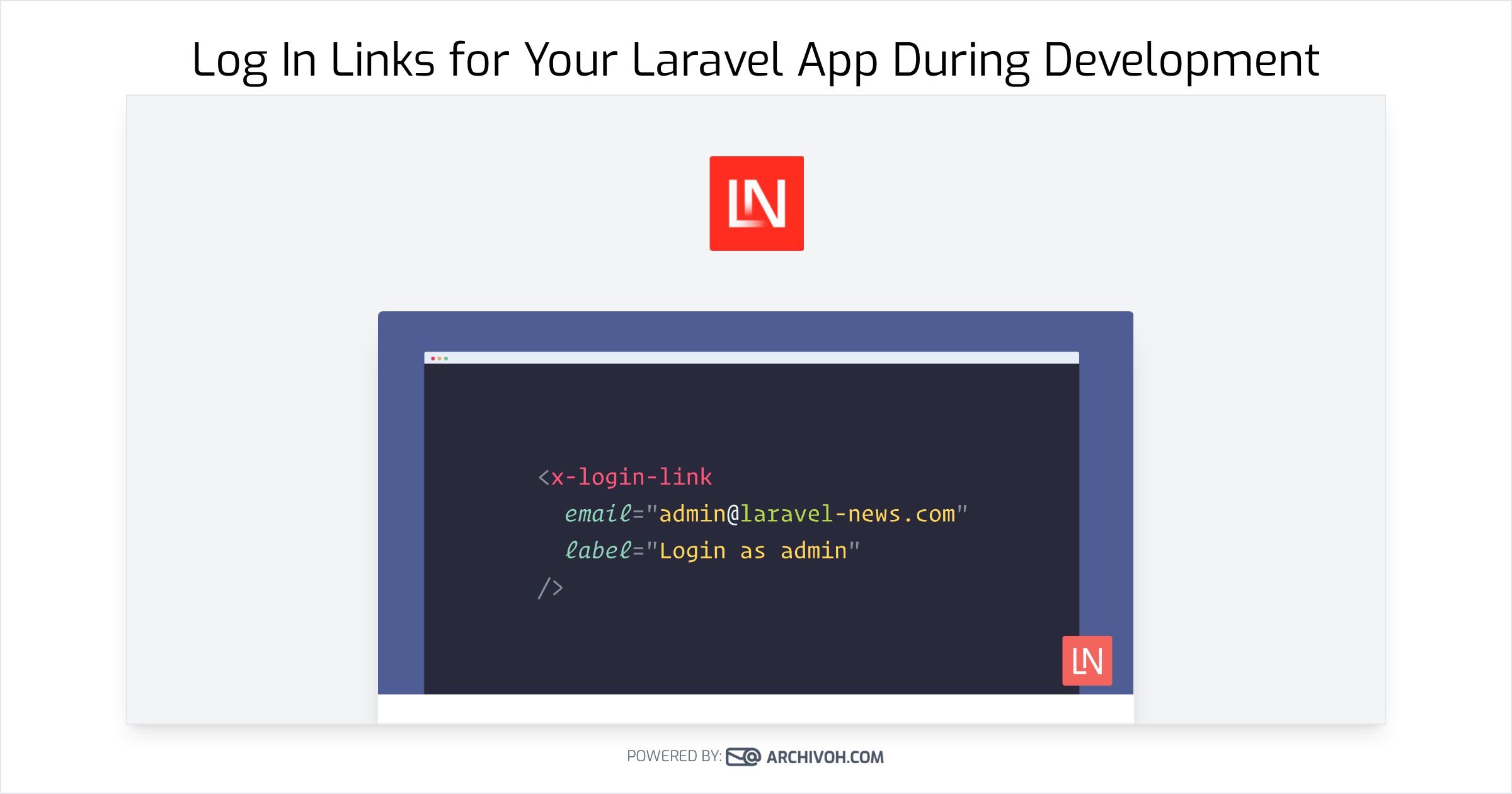 Log In Links for Your Laravel App During Development