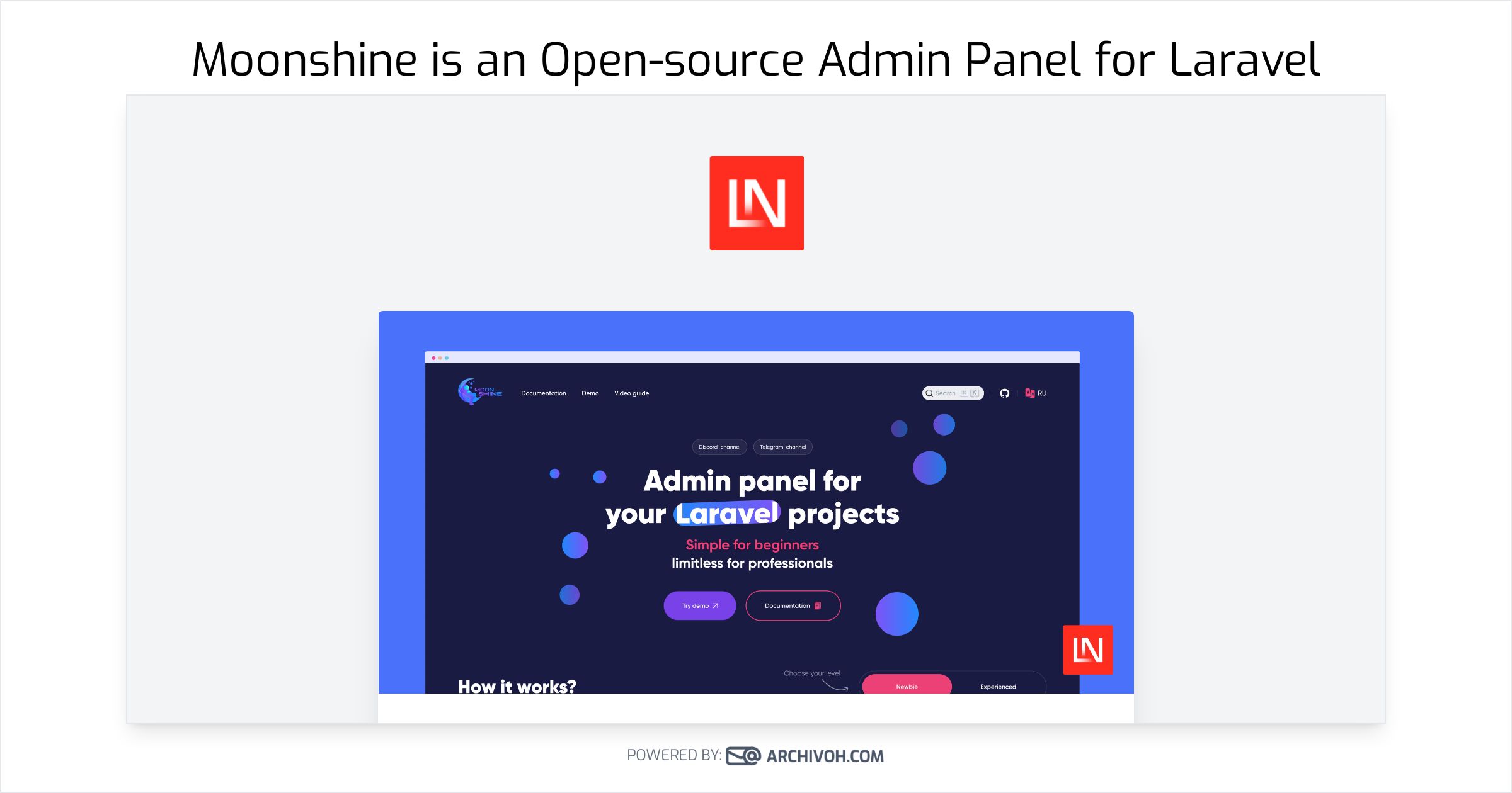 Moonshine is an Open-source Admin Panel for Laravel