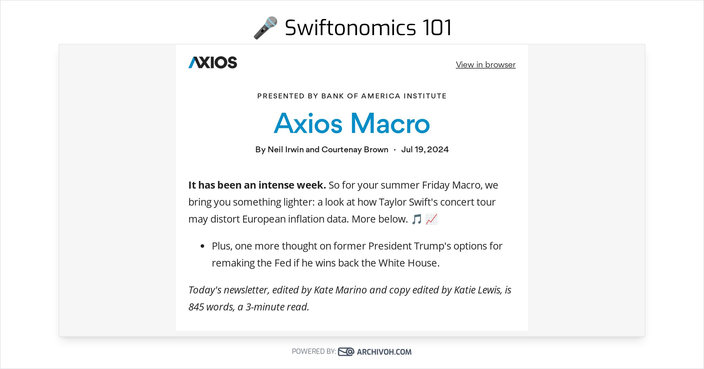 🎤 Swiftonomics 101