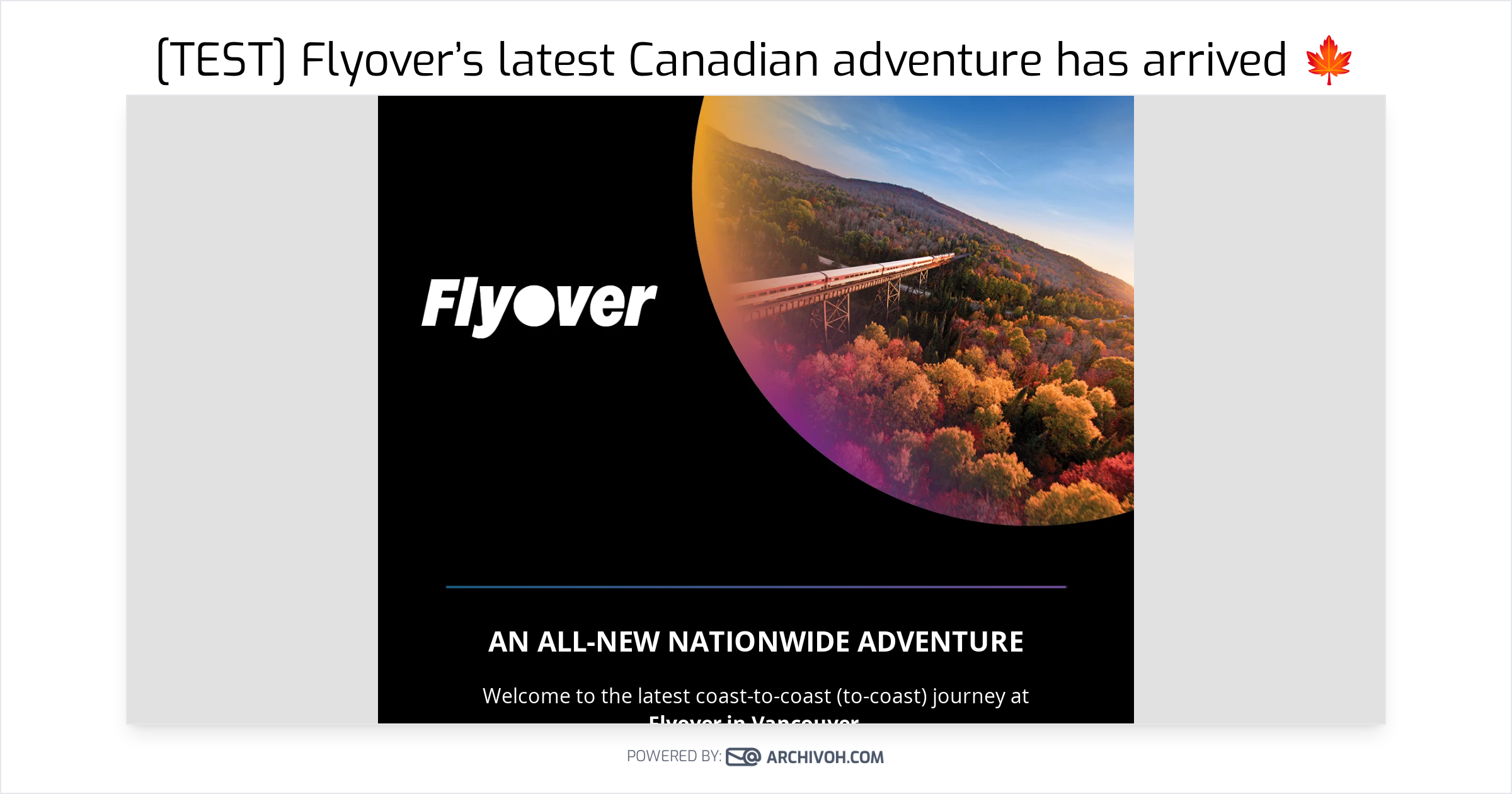 [TEST] Flyover’s latest Canadian adventure has arrived 🍁