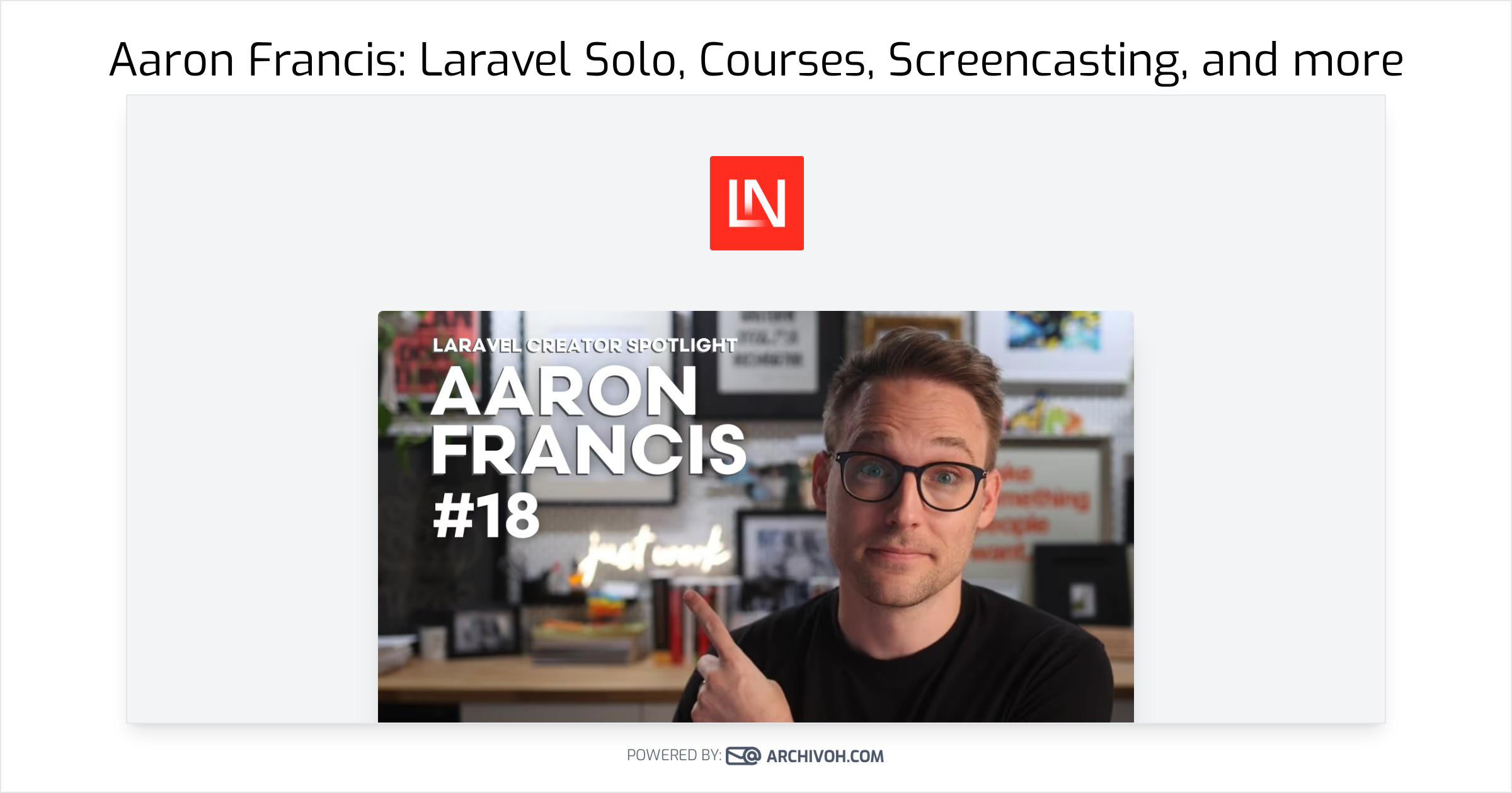 Aaron Francis: Laravel Solo, Courses, Screencasting, and more