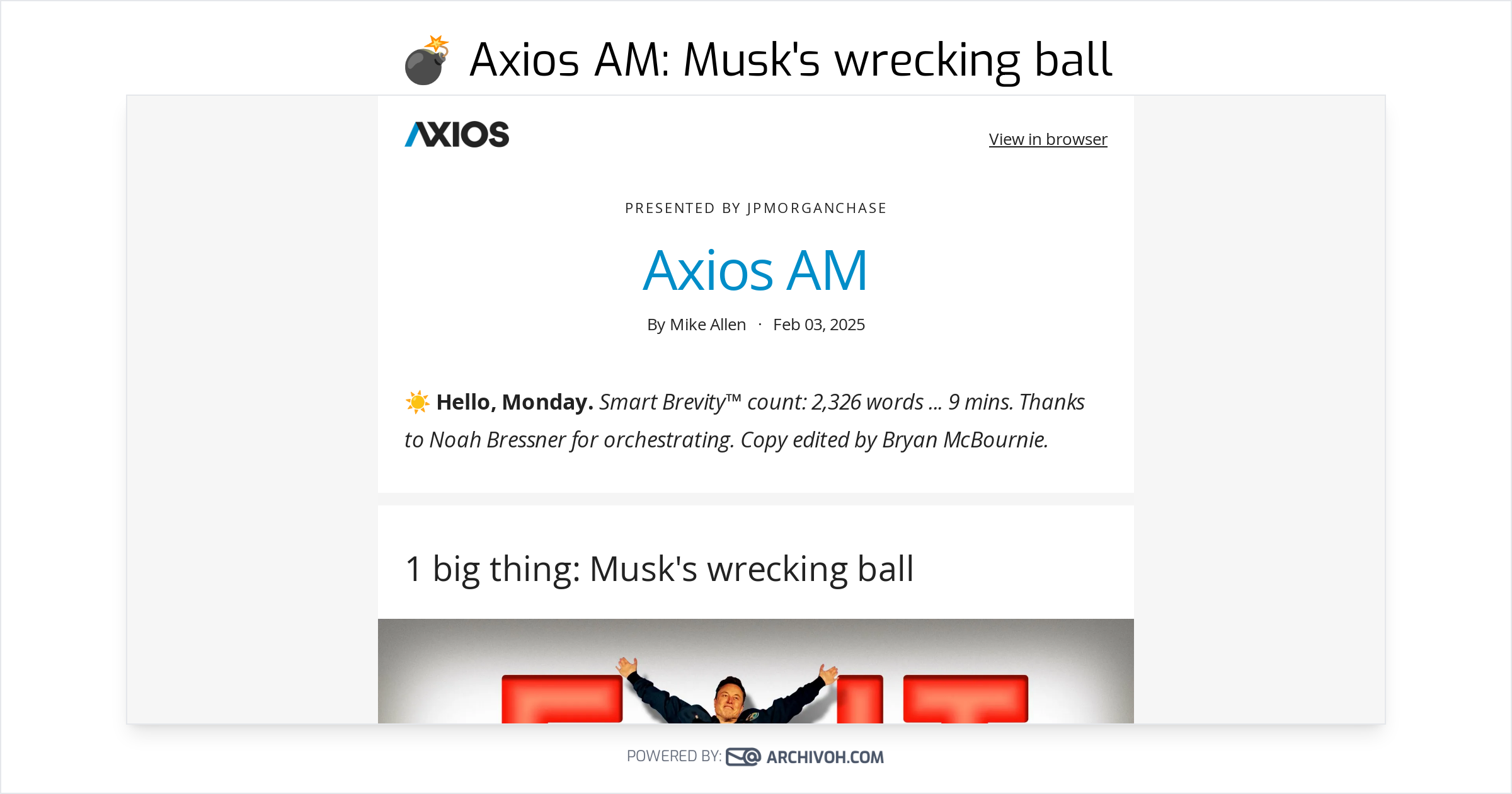 💣 Axios AM: Musk's wrecking ball