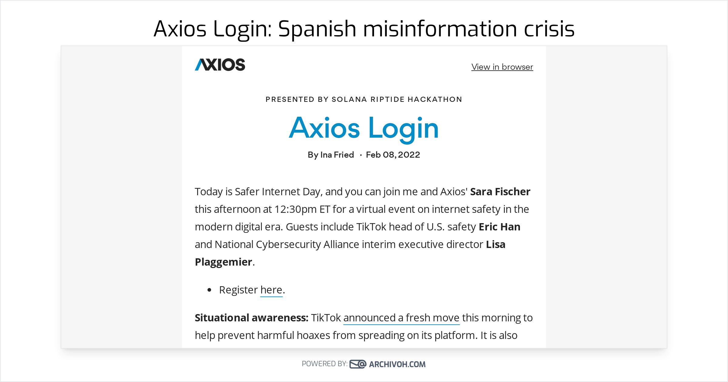 Axios Login: Spanish misinformation crisis