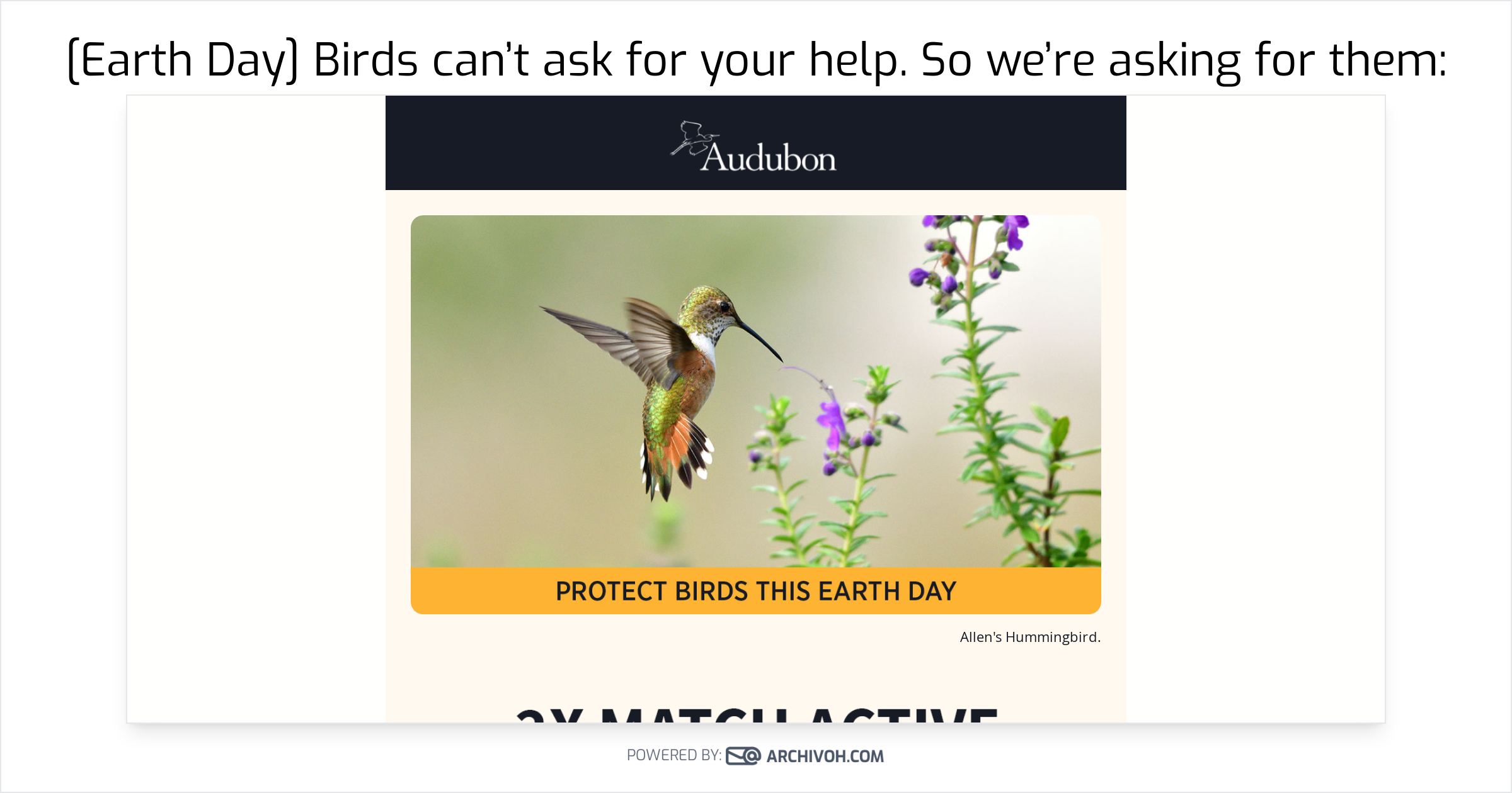 [Earth Day] Birds can’t ask for your help. So we’re asking for them...