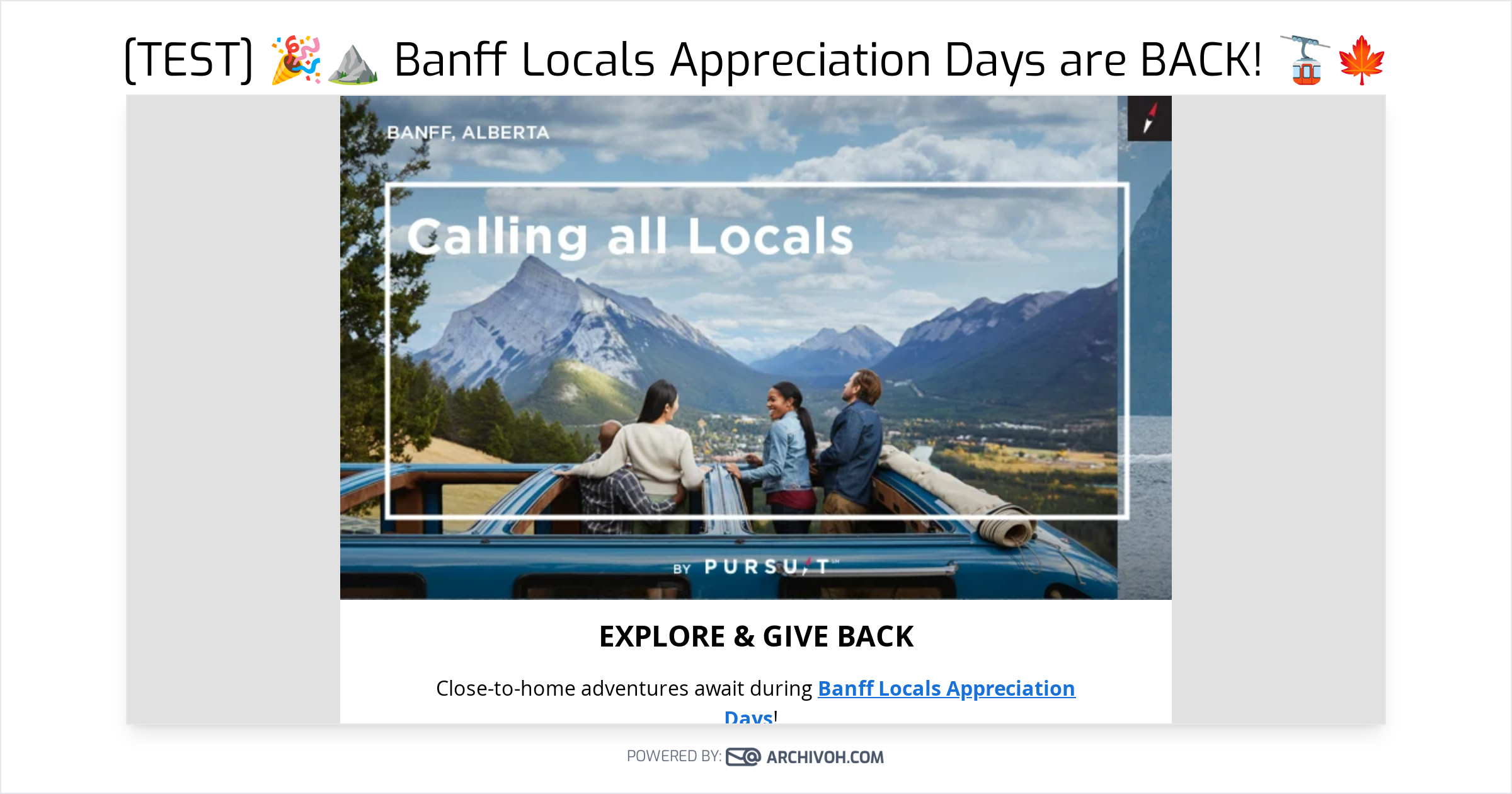 [TEST] 🎉⛰️ Banff Locals Appreciation Days are BACK! 🚡🍁