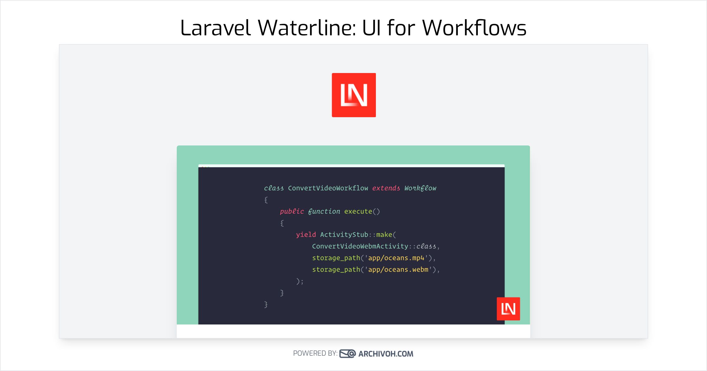 Laravel Waterline: UI for Workflows