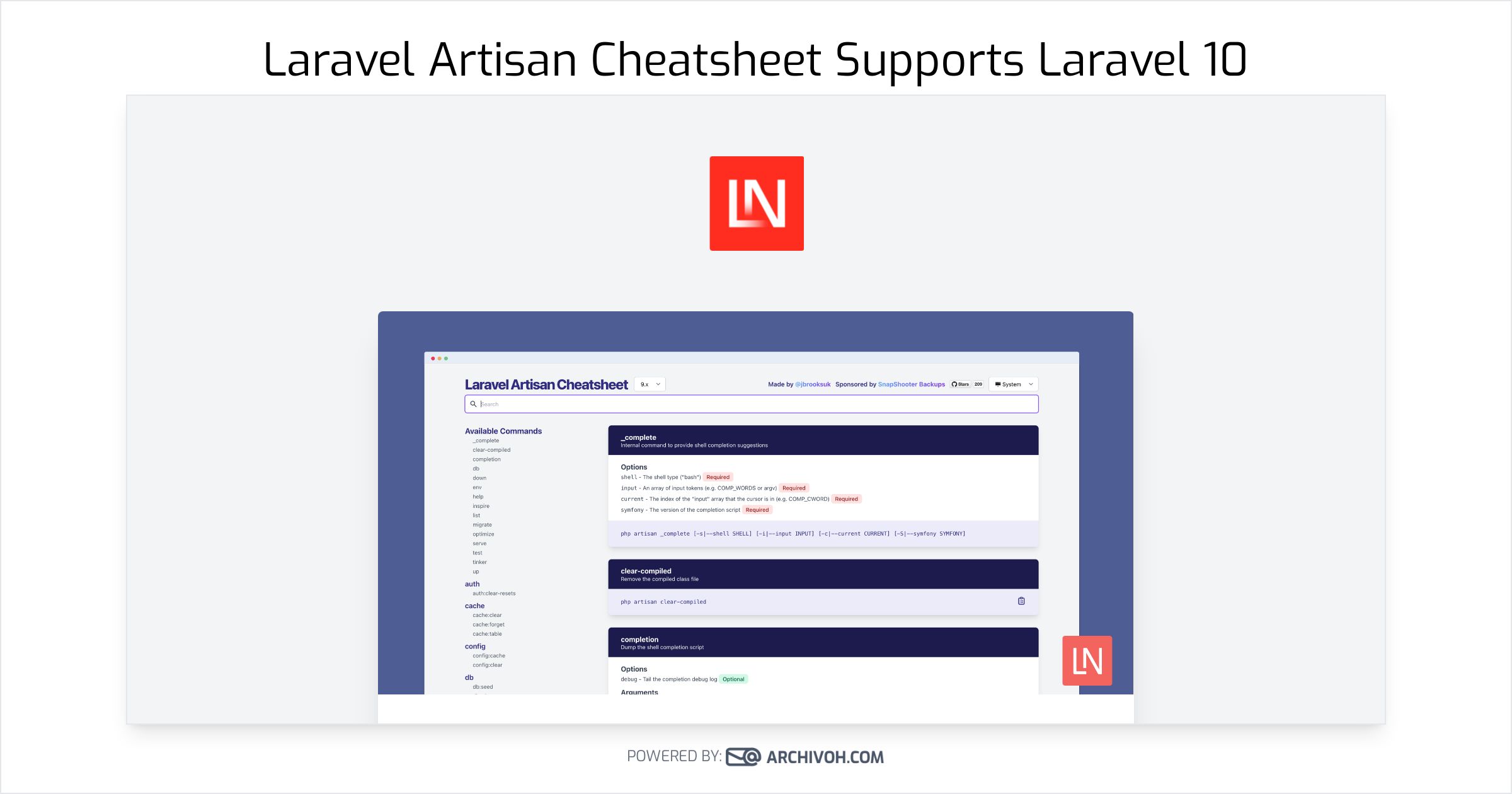 Laravel Artisan Cheatsheet Supports Laravel 10