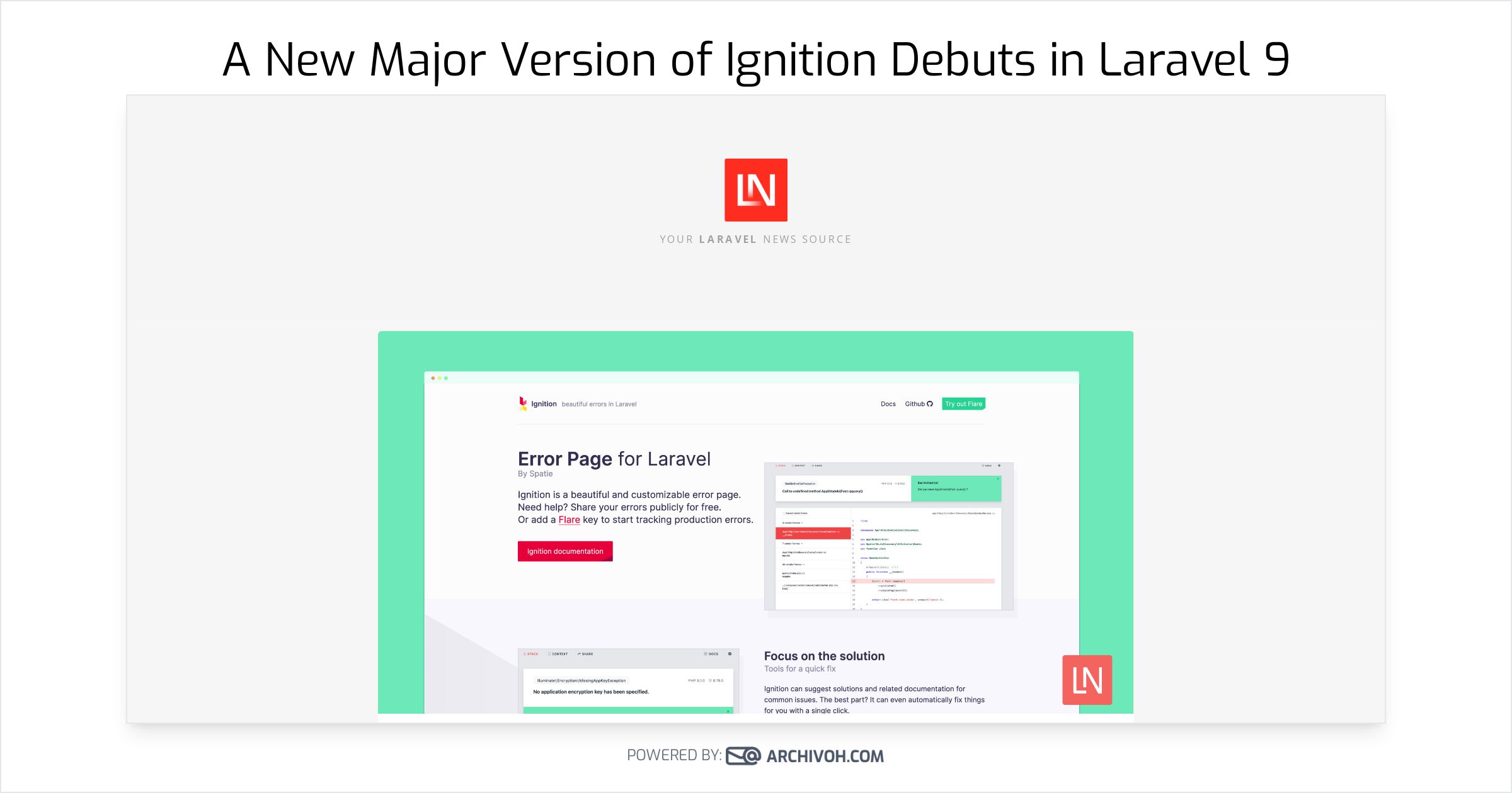 A New Major Version of Ignition Debuts in Laravel 9