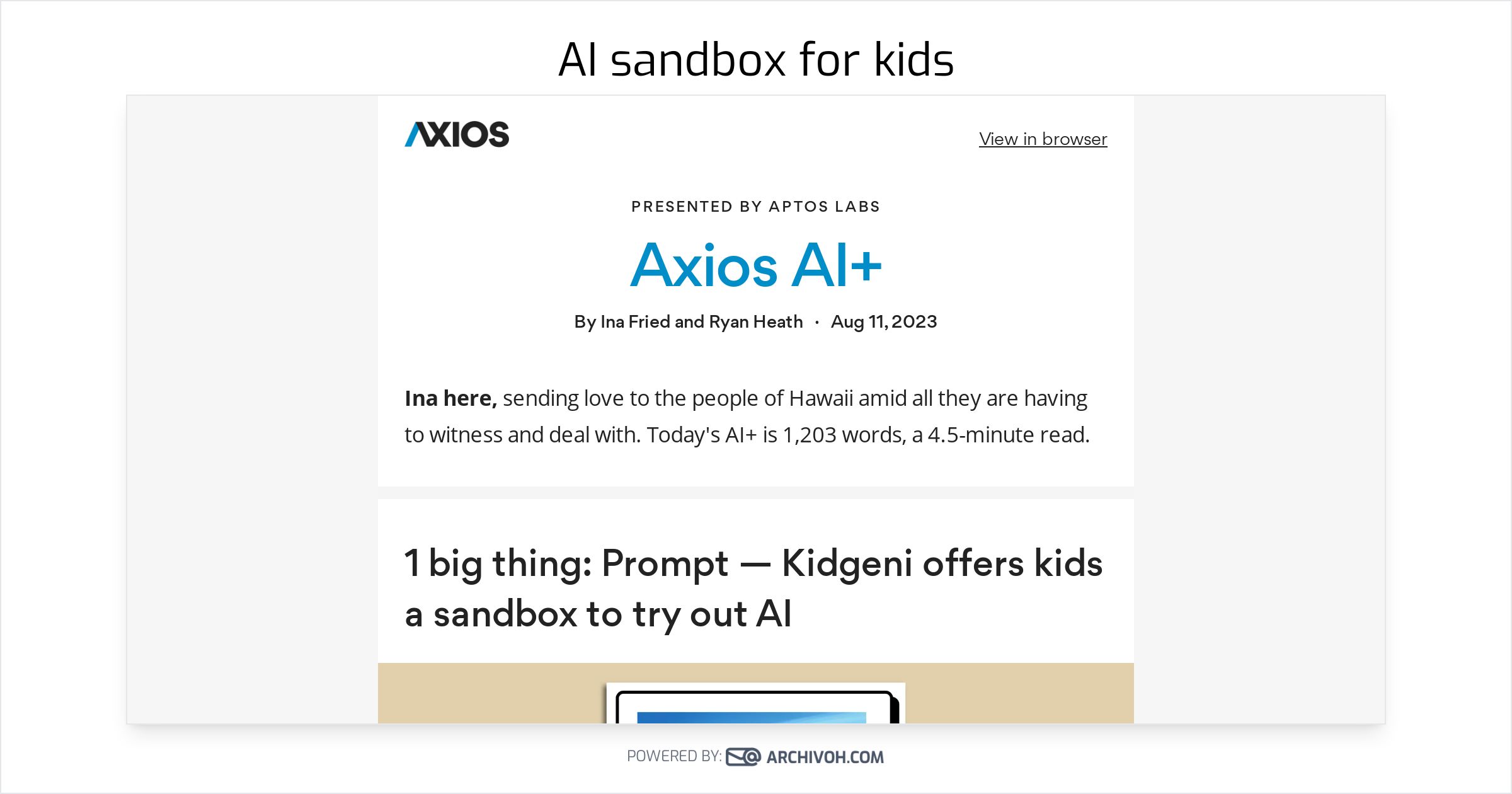 AI sandbox for kids