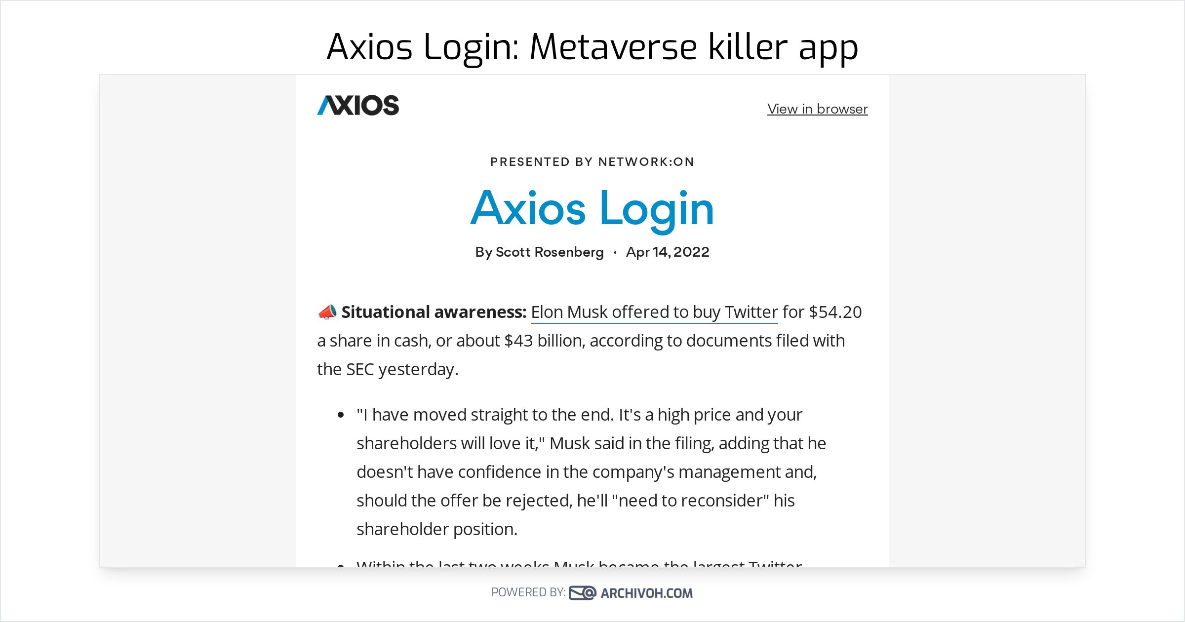 Axios Login: Metaverse killer app