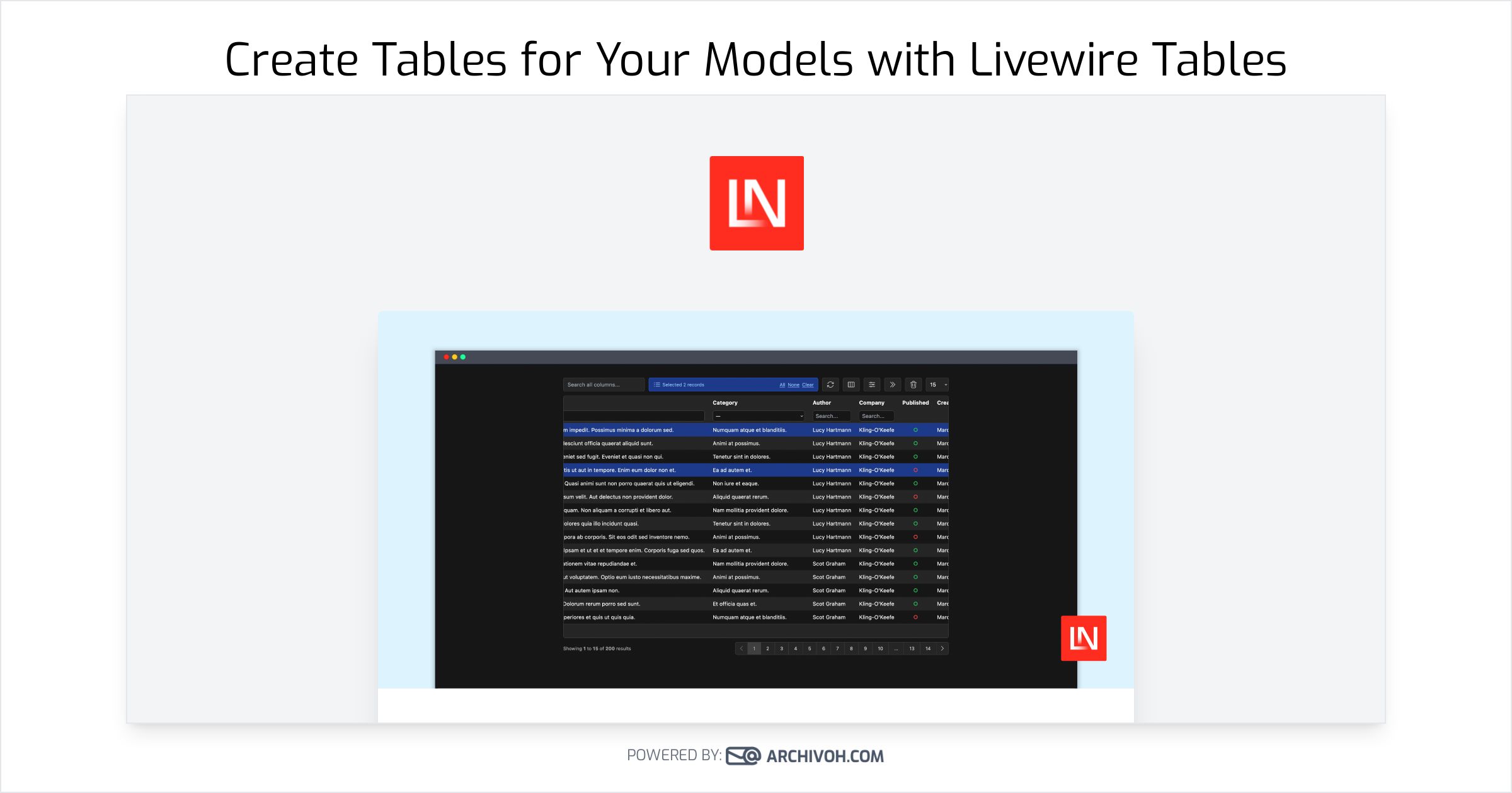 Create Tables for Your Models with Livewire Tables