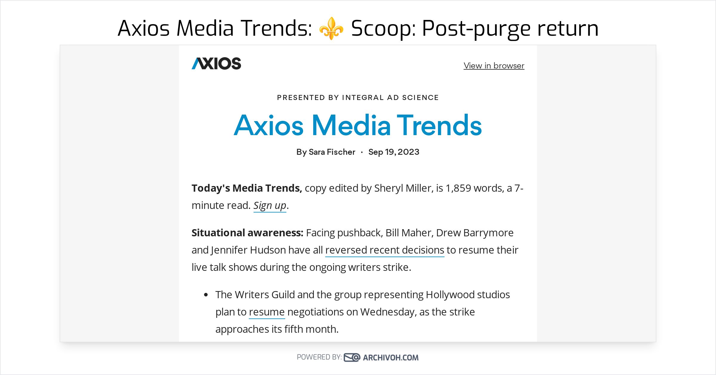 Axios Media Trends: ⚜️ Scoop: Post-purge return