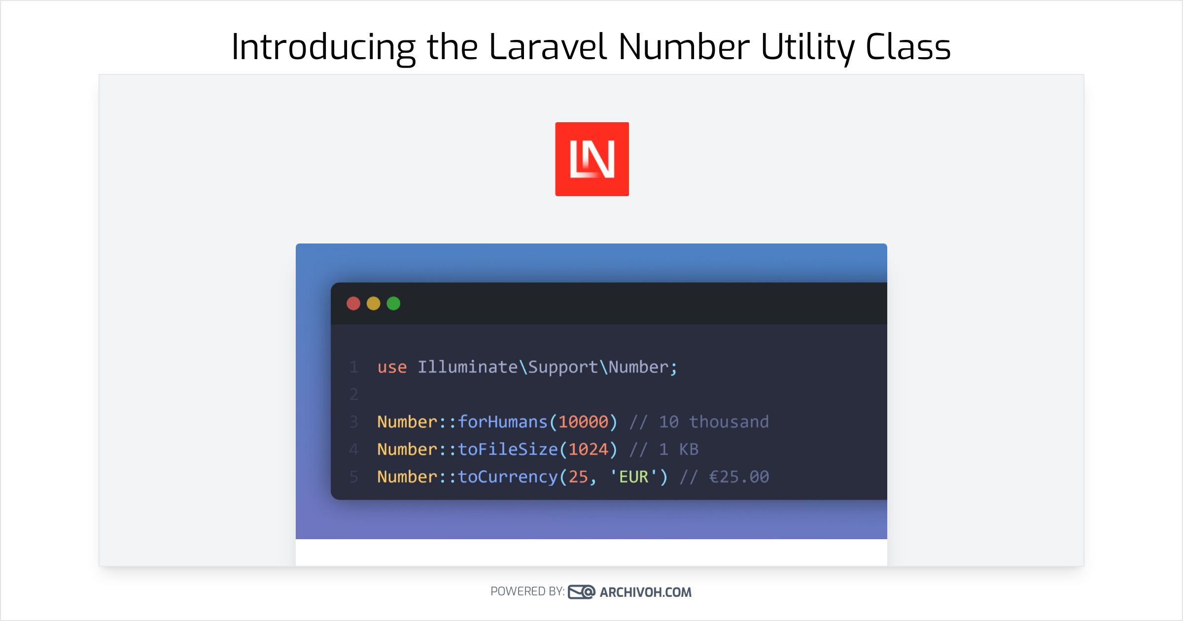 Introducing the Laravel Number Utility Class