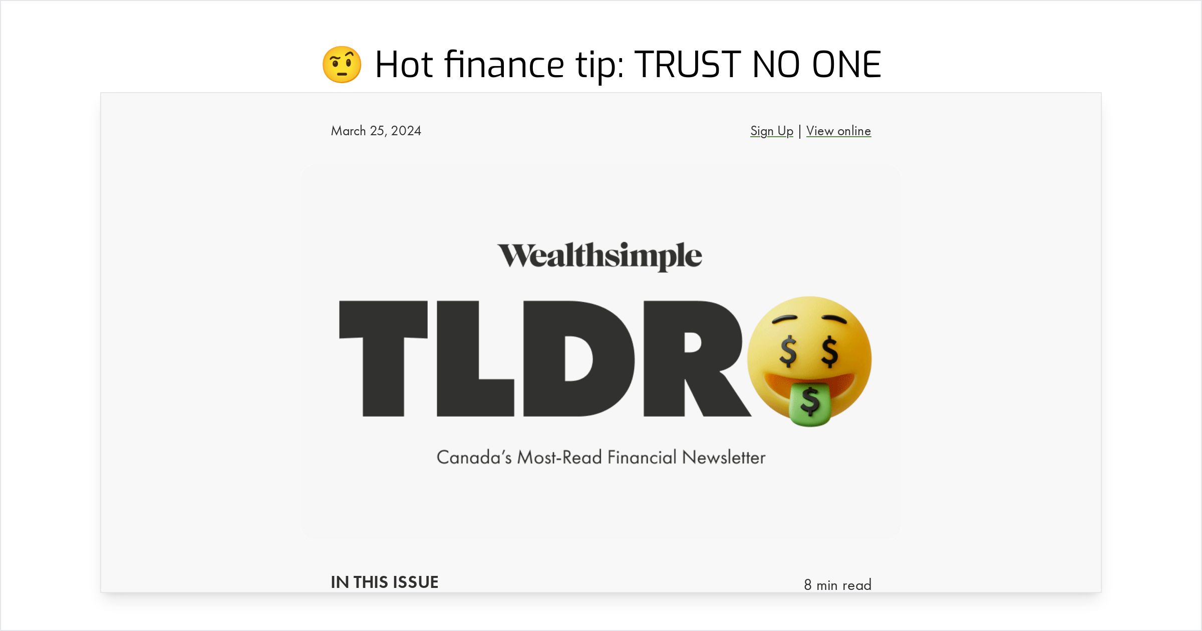 🤨 Hot finance tip: TRUST NO ONE